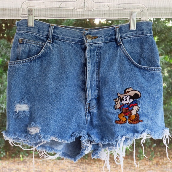 Whooz Blooz | Shorts | Vintage High Waisted Denim Shorts Mickey Mouse ...